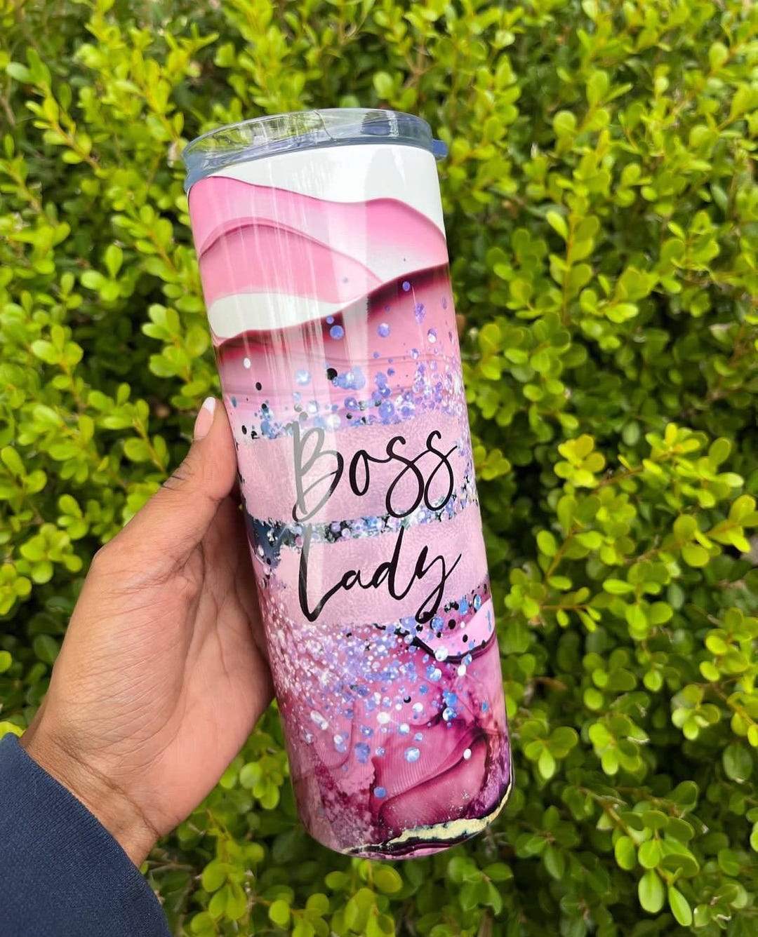 Boss Lady Tumbler – Pink Glitter Lips Cup, CEO Gift for Her, Girl Boss ...