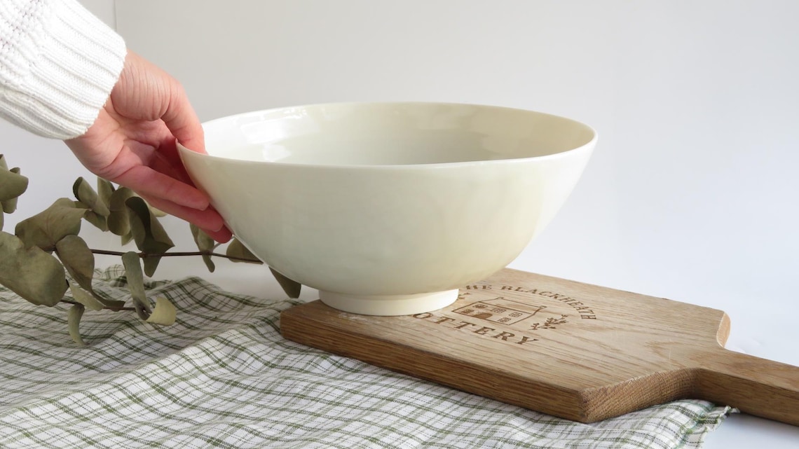 Large Serving Bowl | Large Salad Bowl |handmade Porcelain Serving Bowl ...
