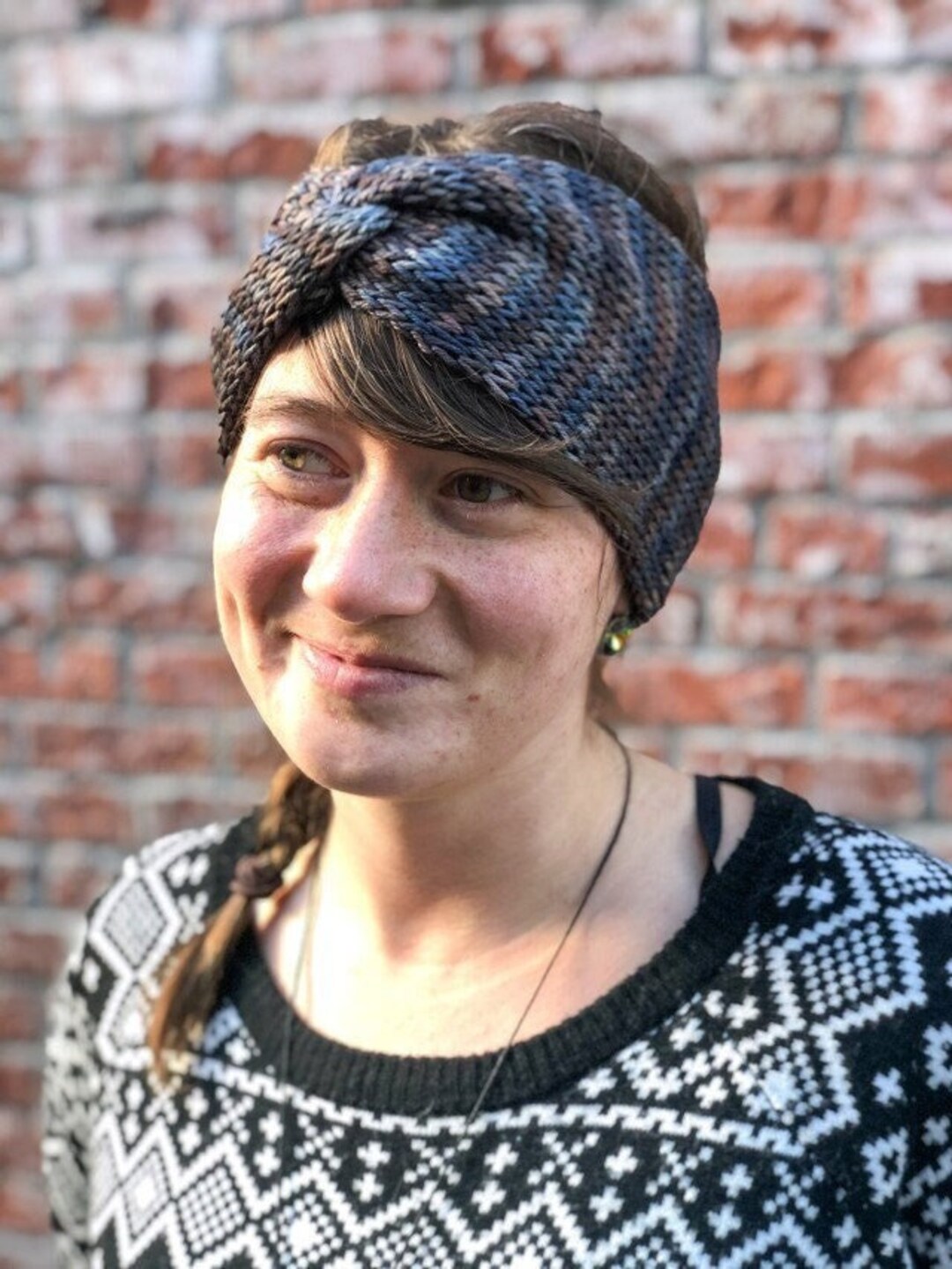 Knitted Merino Wool Twisted Ear Warmer Headband - USA Made - Ankylosaur ...