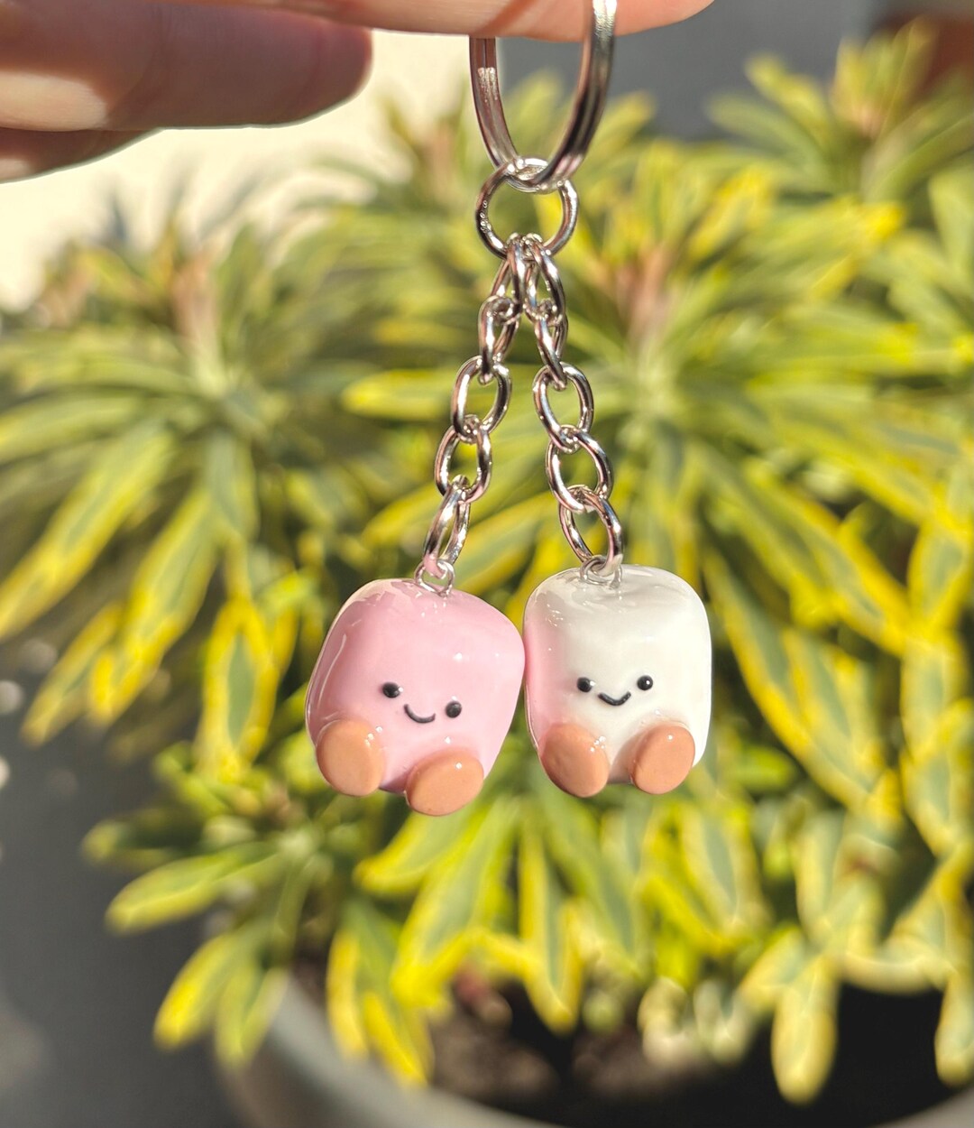 Mini Marshmallow Keyring Charm, Handmade Polymer Clay Kawaii Bag Charm ...