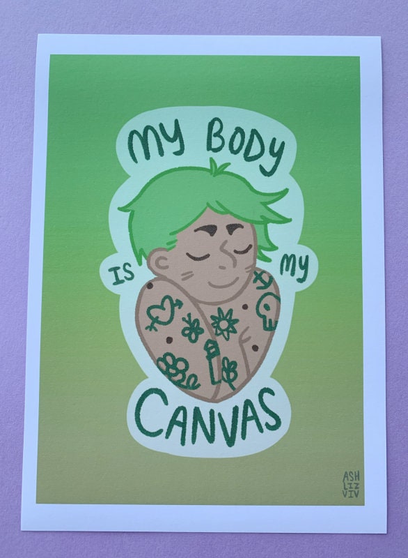 Art My Body is my Canvas Illustration Art Print Body Positivity - Etsy.de
