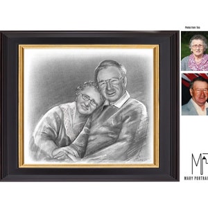 Add Deceased Family, Hand Drawn Charcoal Portrait, for Loved Ones ...