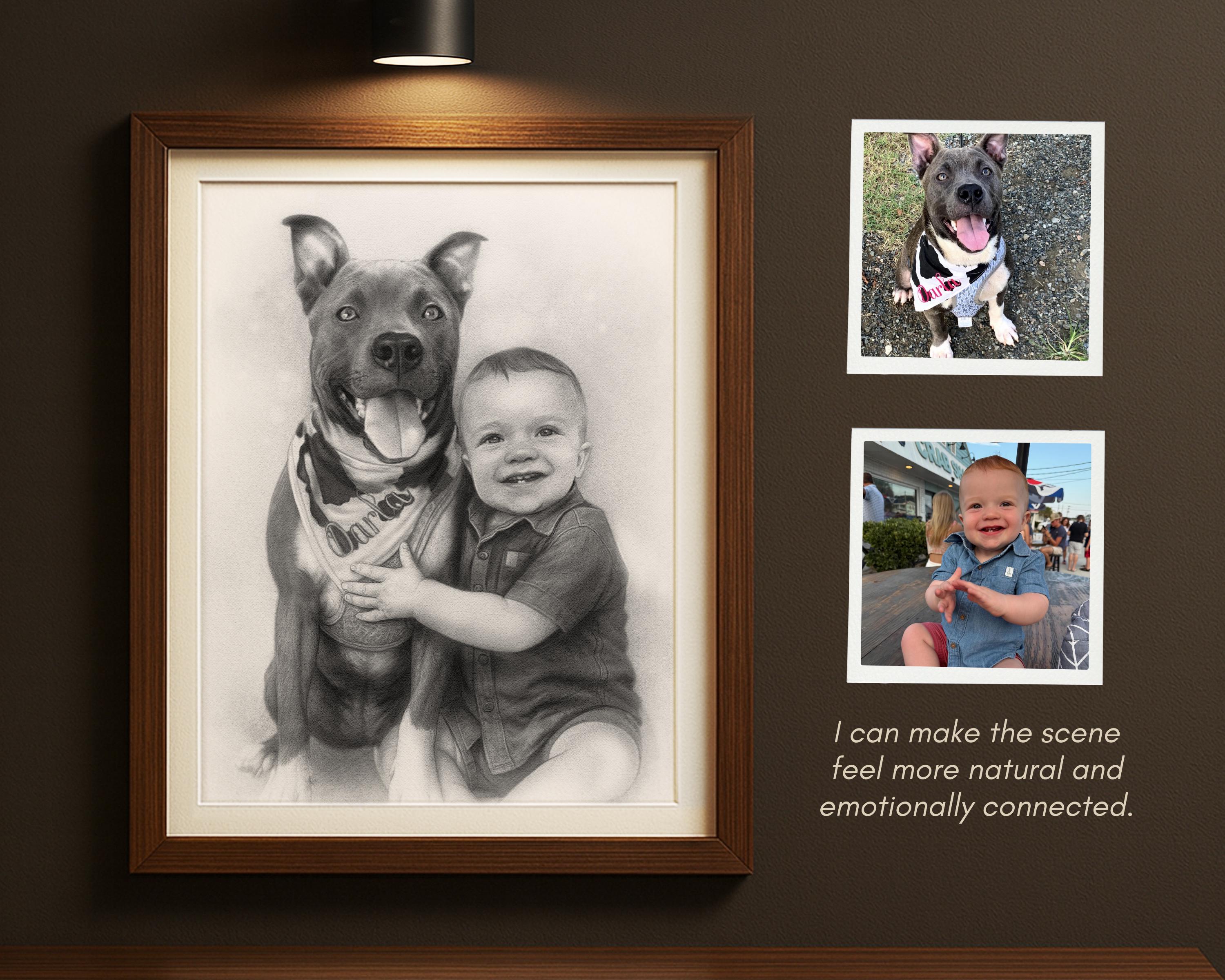 Custom Pencil Drawing From Photos • Family Portrait Merge • Combine ...