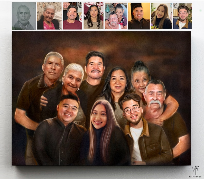 Custom Colored Portrait combining Different Pictures - Etsy