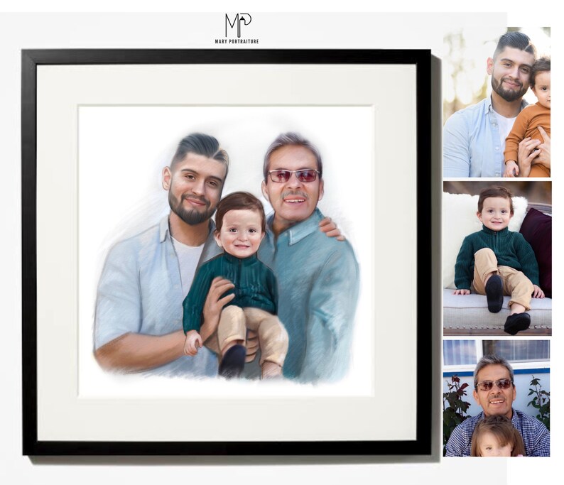 Custom Colored Portrait combining Different Pictures - Etsy