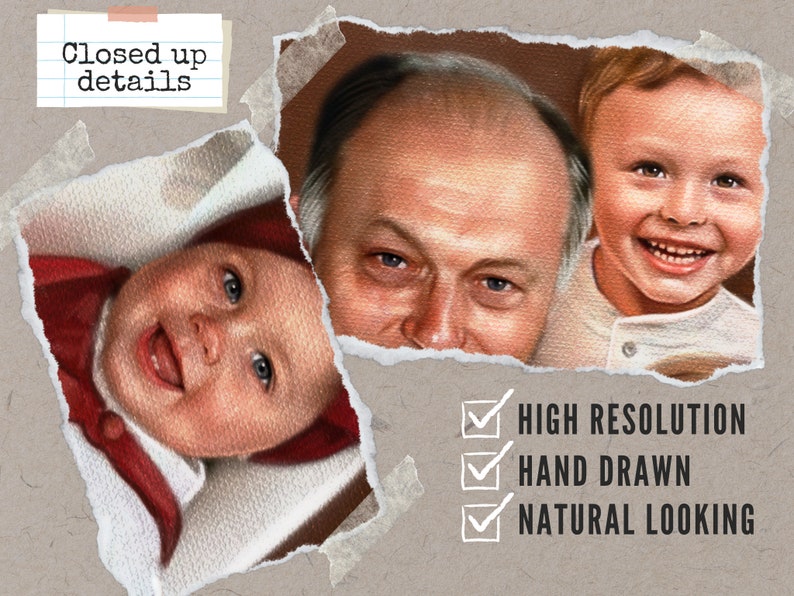 Custom Colored Portrait combining Different Pictures - Etsy