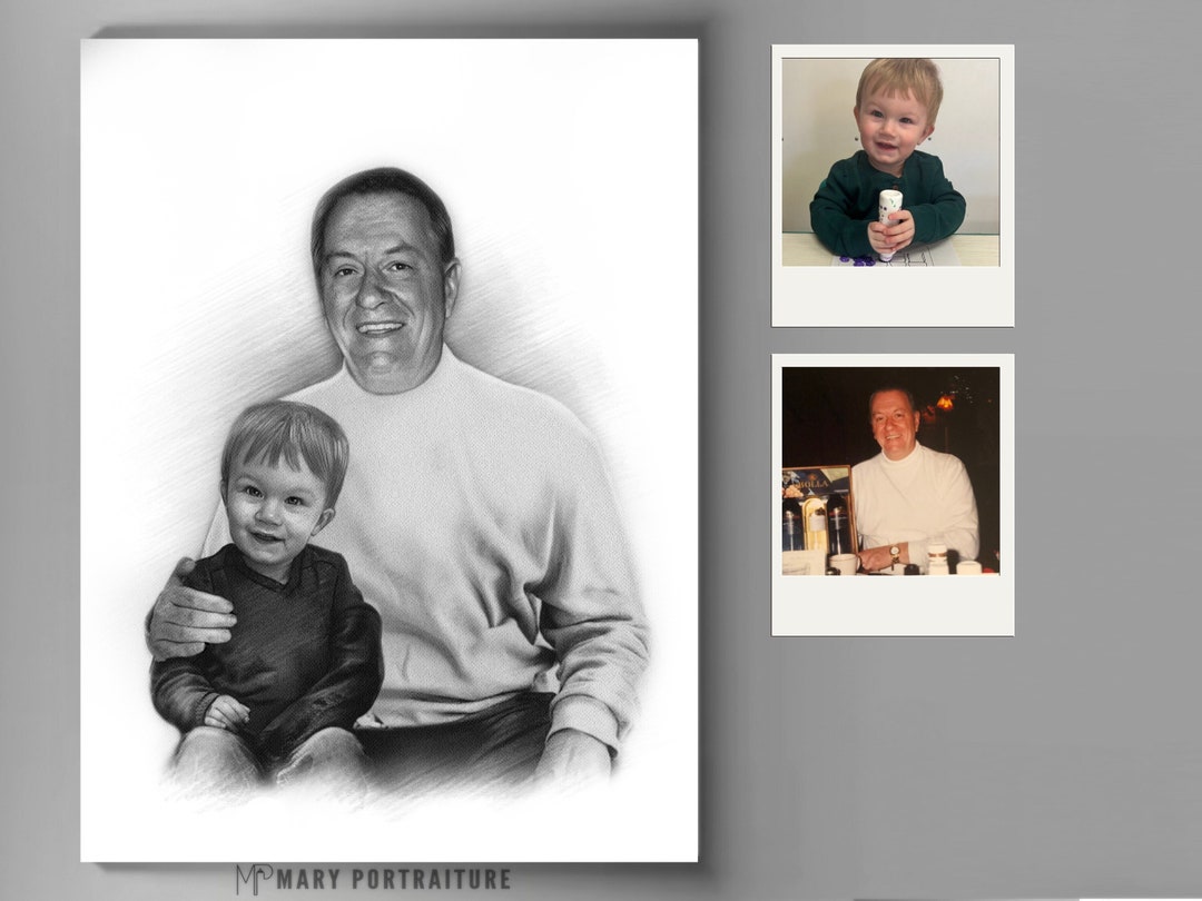 Add Deceased Family, Hand Drawn Charcoal Portrait, for Loved Ones ...