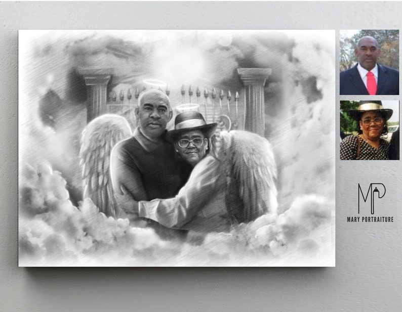 Add Deceased Family Hand Drawn Charcoal Portrait for Loved - Etsy