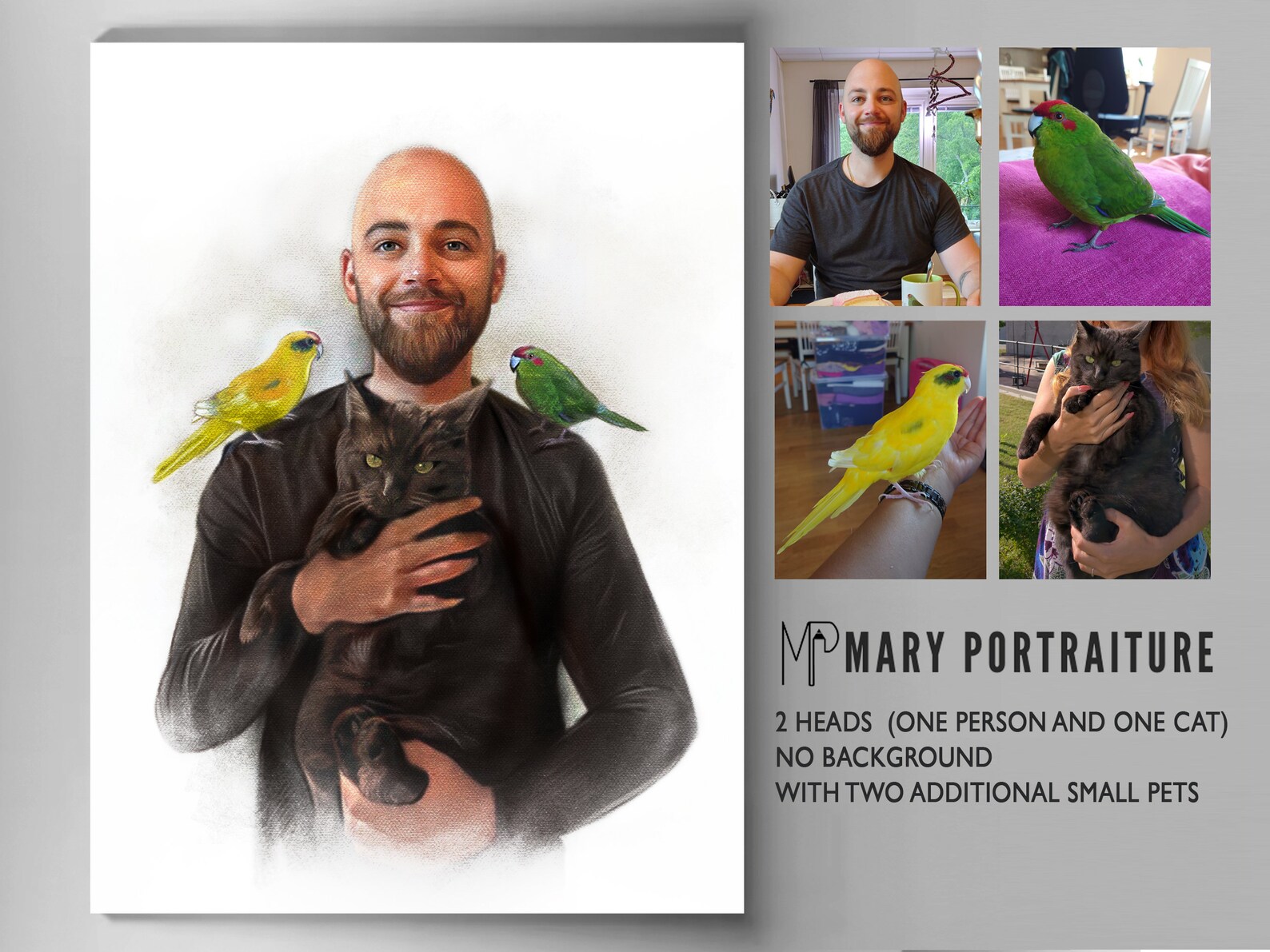 Custom Colored Portrait combining Different Pictures - Etsy