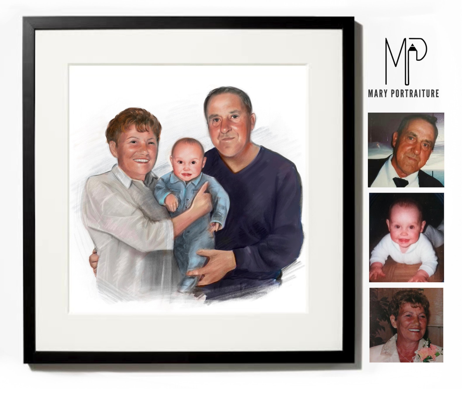Custom Colored Portrait combining Different Pictures - Etsy