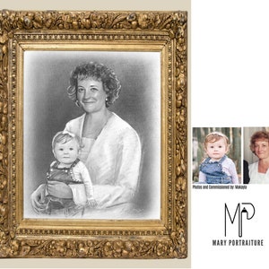 Add Deceased Family, Hand Drawn Charcoal Portrait, for Loved Ones ...