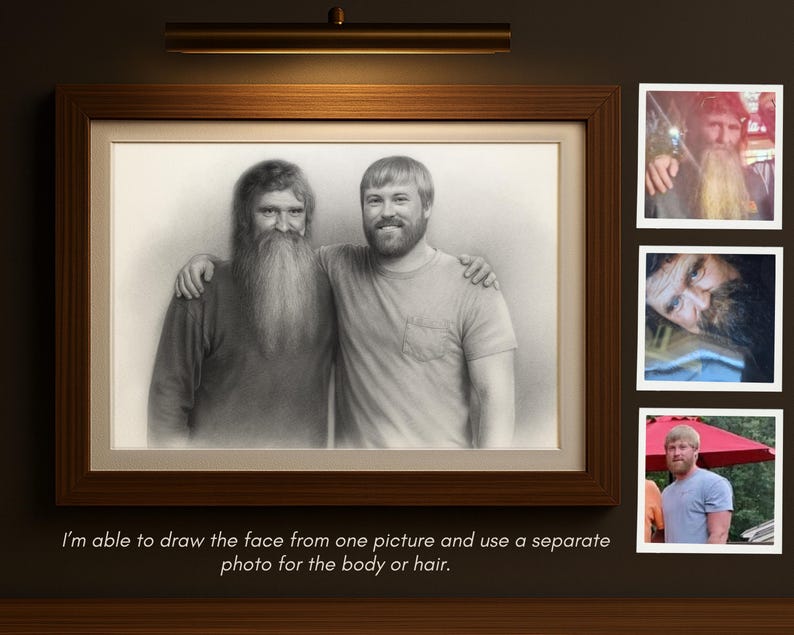 Custom Pencil Drawing From Photos • Family Portrait Merge • Combine ...