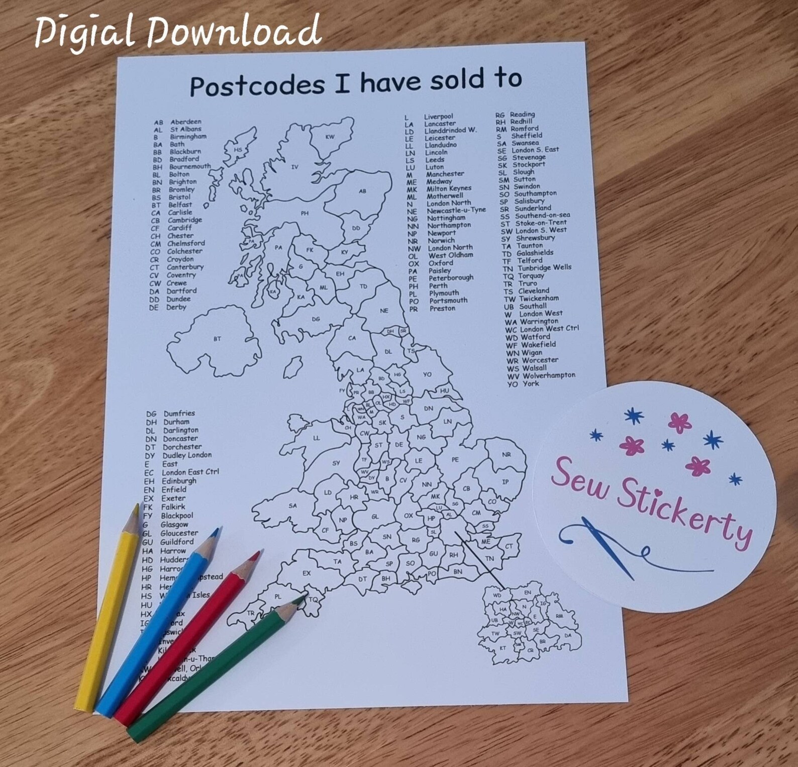 A4 UK Postcode Map Sales Tracker Postcodes I Have Sold to - Etsy