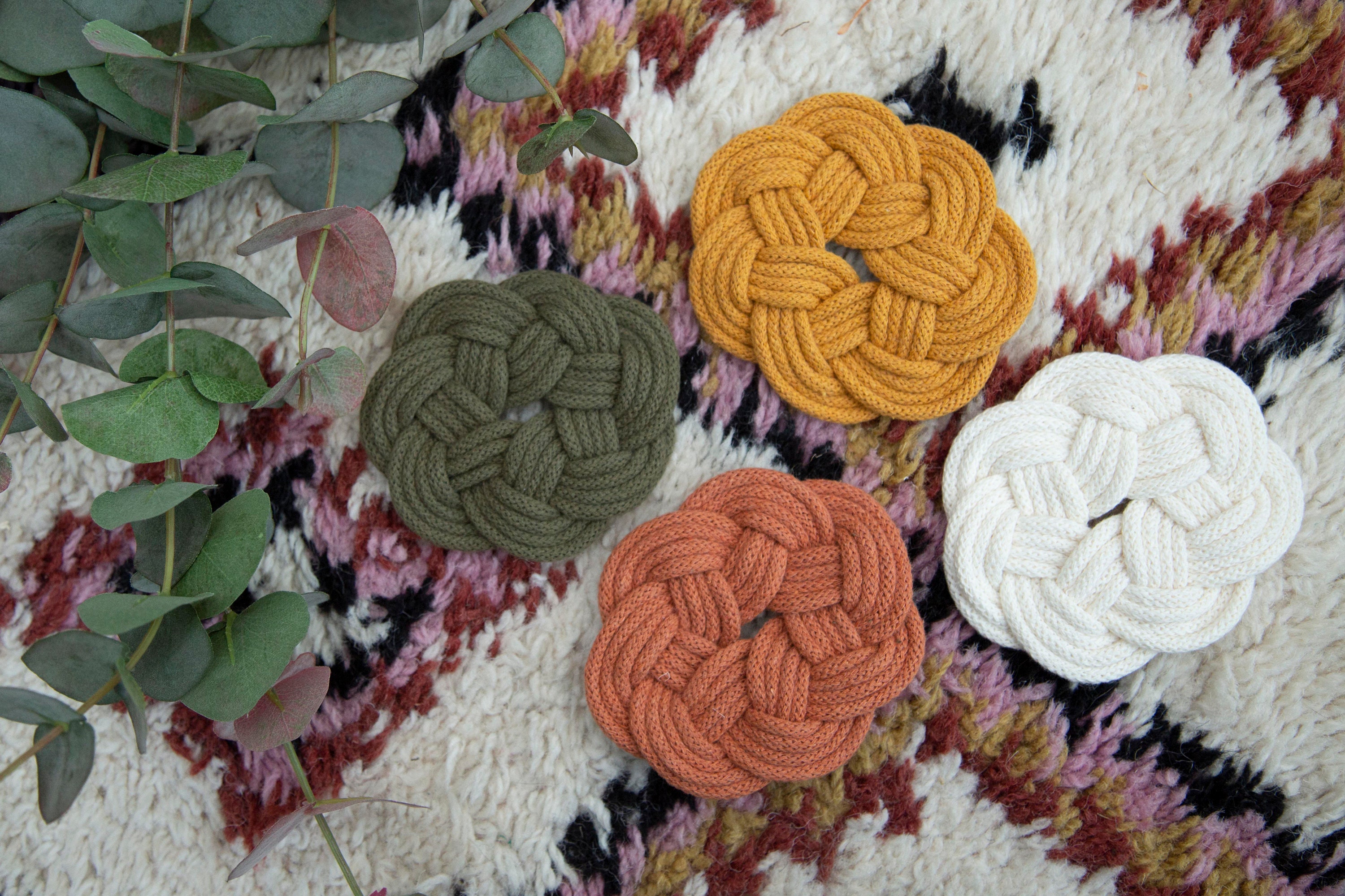 Handmade Macrame Coasters 100% Recycled Cotton Various | Etsy