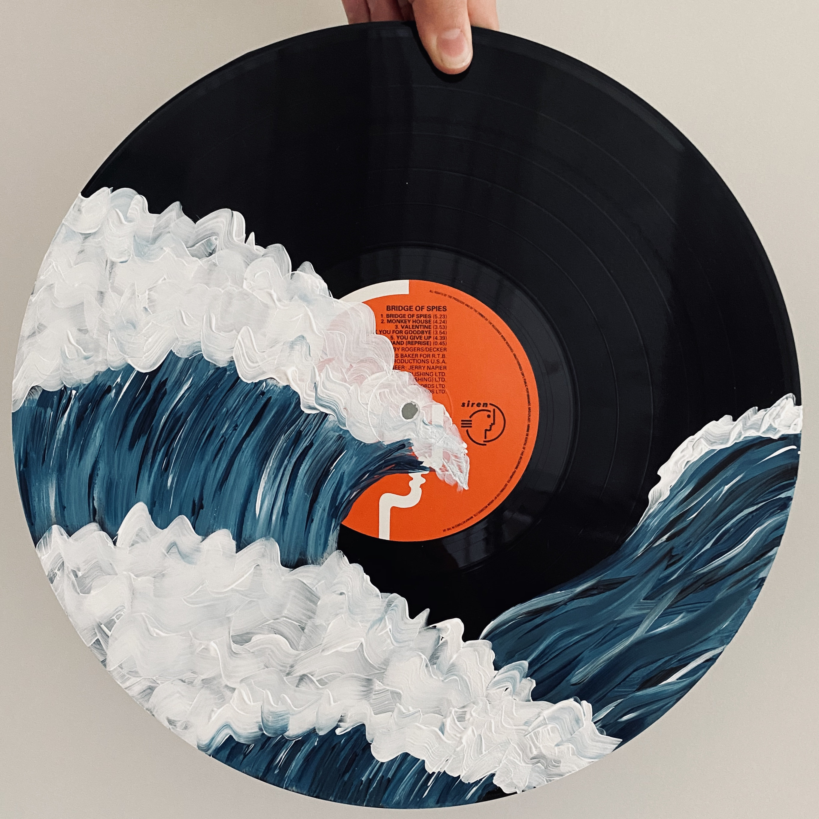 Hand-painted 12 Inch Vinyl! Wave Design. - Etsy
