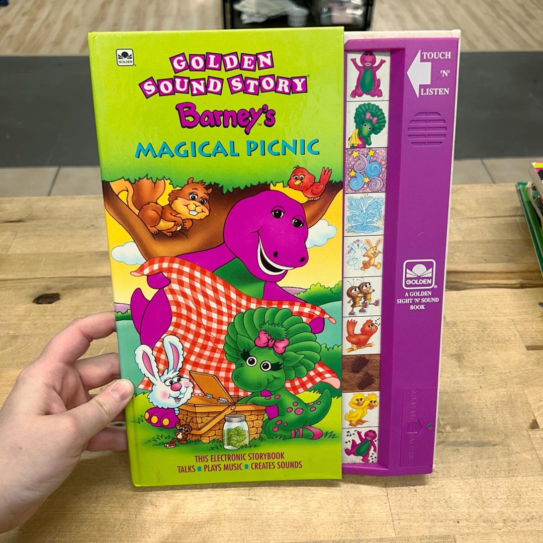 Vintage 1993 Golden Sound Story Barney’s Magical Picnic Touch N Listen ...