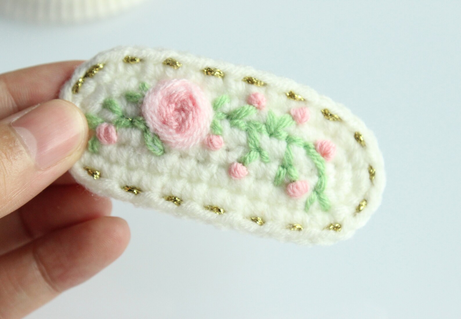 Handmade Floral Knitted Crochet Hair Clips - Etsy