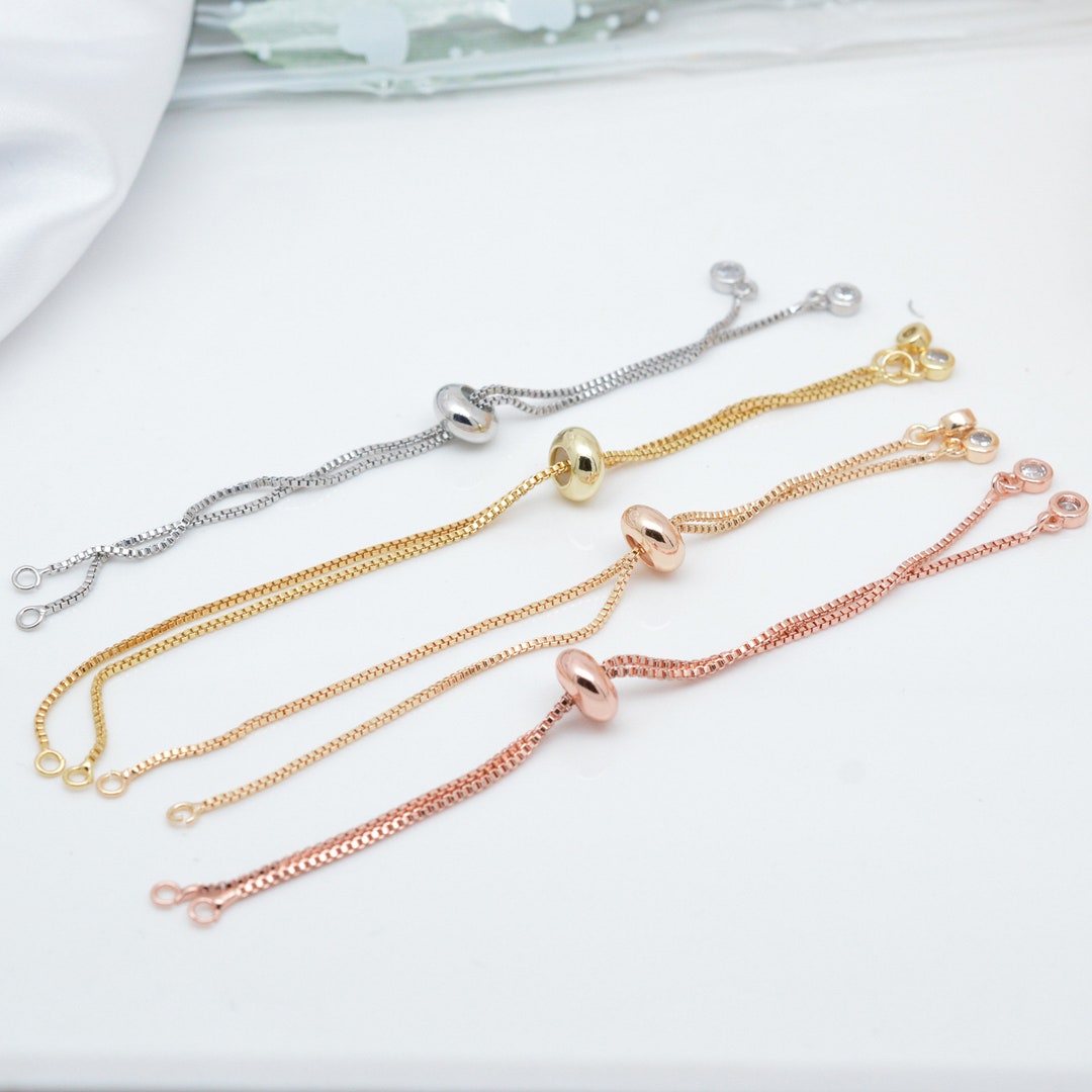 5pcs Brass Adjustable Slider Extender Box Chain Bracelet With Ball End ...