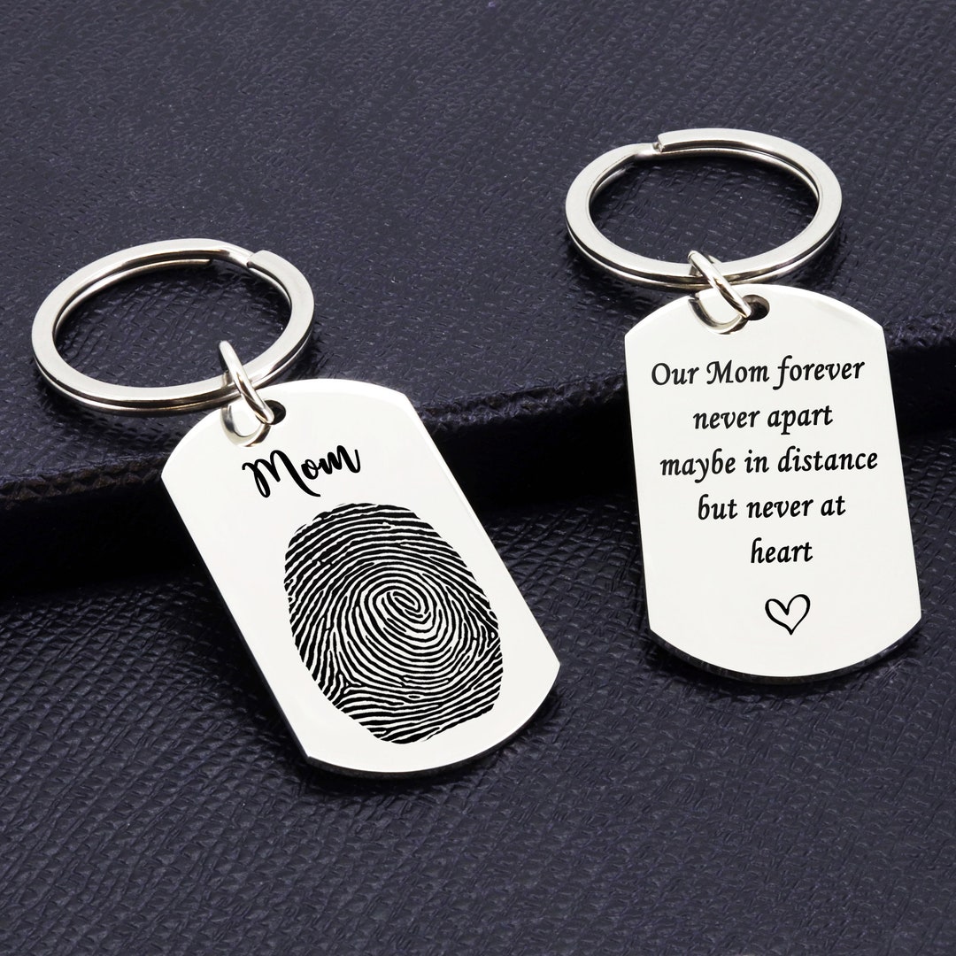 Fingerprint Dog Tag Keychain for Men, Personalized Fingerprint Keychain ...