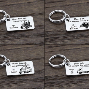 Drive Safe Keychain, Truck Driver Keychain, Custom Trucker Keychain ...