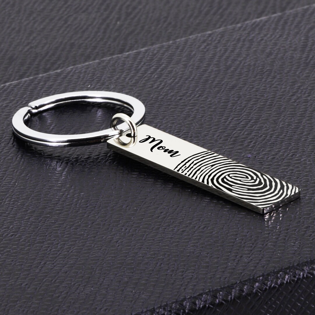 Actual Fingerprint Keychain, Christmas Gift for Him, Personalized ...