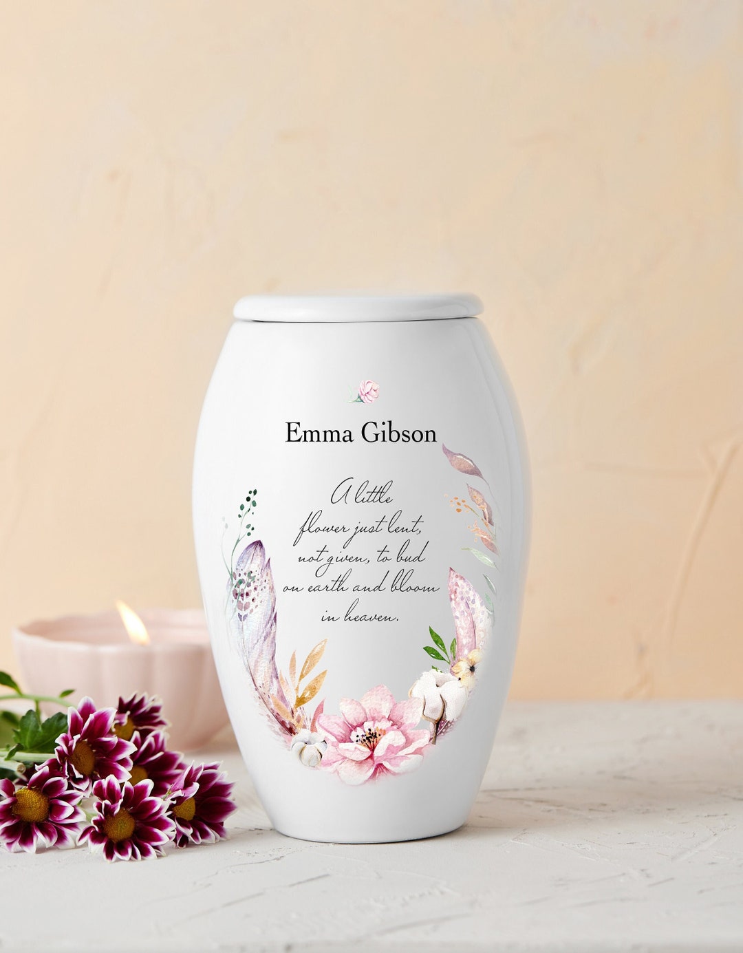 Child Urn With a "soft Feather" Detail - Urn for Young Child - Etsy