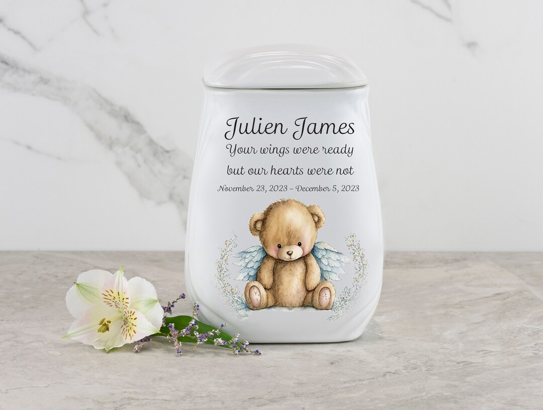 Angel Baby Bear Porcelain Urn – Miscarriage, Stillborn, Infant Loss - Etsy