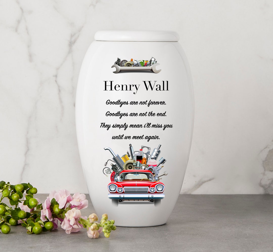 Car Mechanic Themed Urn Personalized Porcelain Human Urn - Etsy