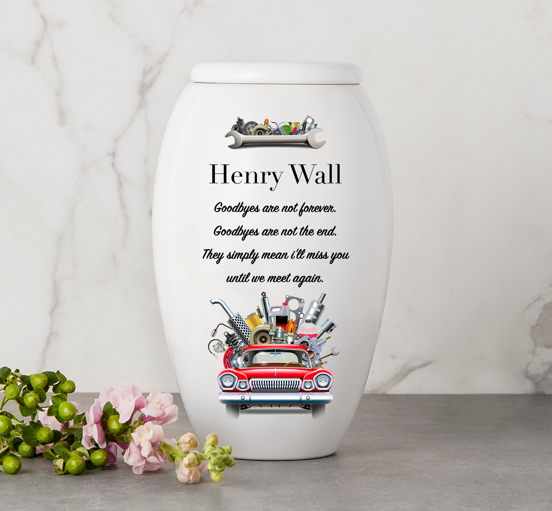 Car Mechanic Themed Urn Personalized Porcelain Human Urn - Etsy