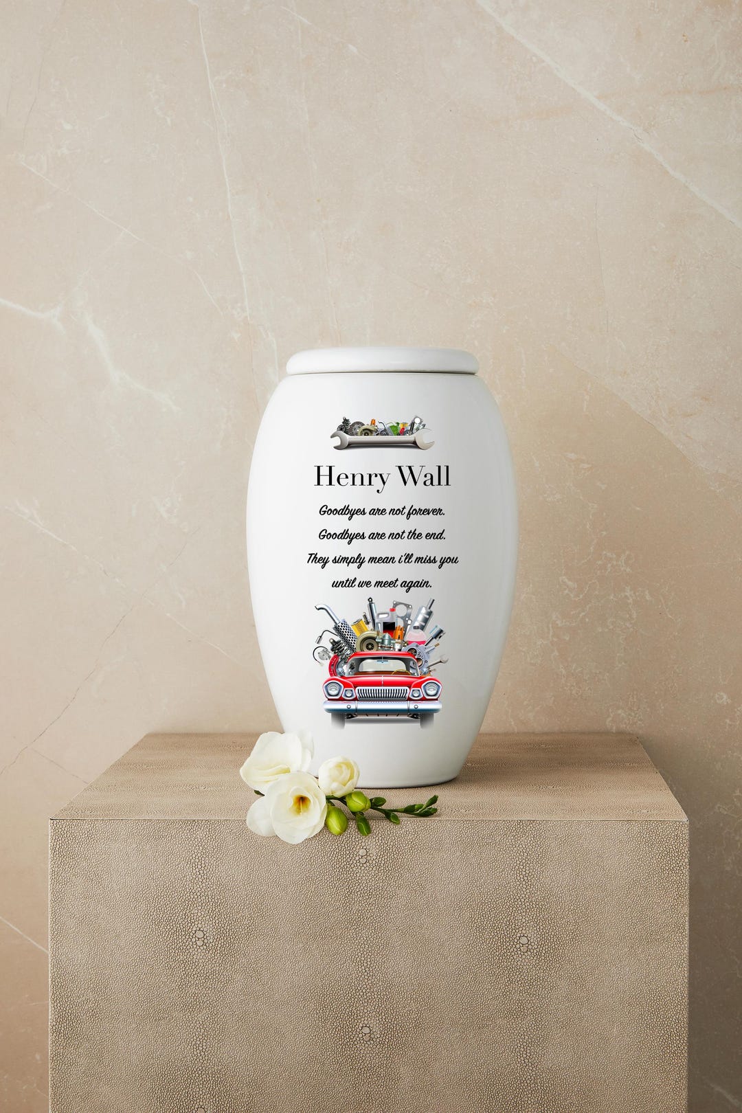 Car Mechanic Themed Urn - Personalized Porcelain Human Urn - Etsy