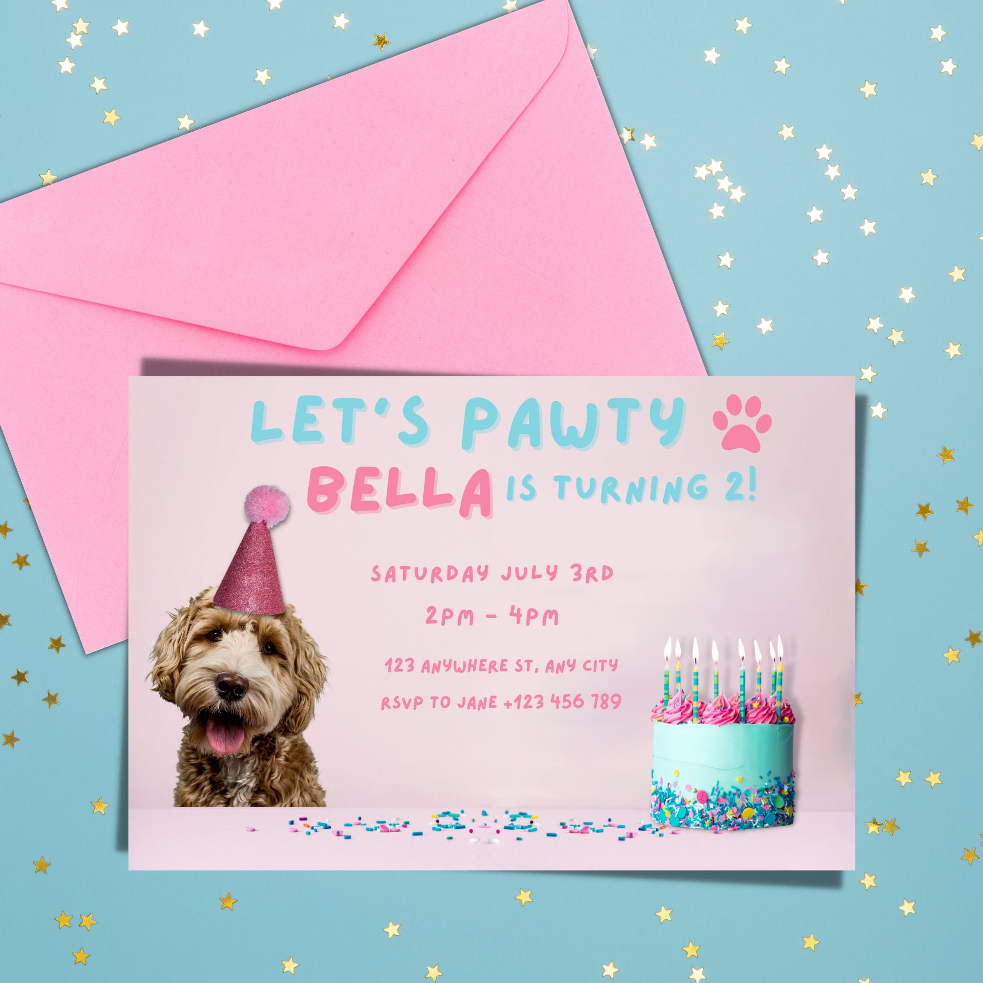DIGITAL Dog Birthday Party Invitations, Personalized Party Invite, Dog ...