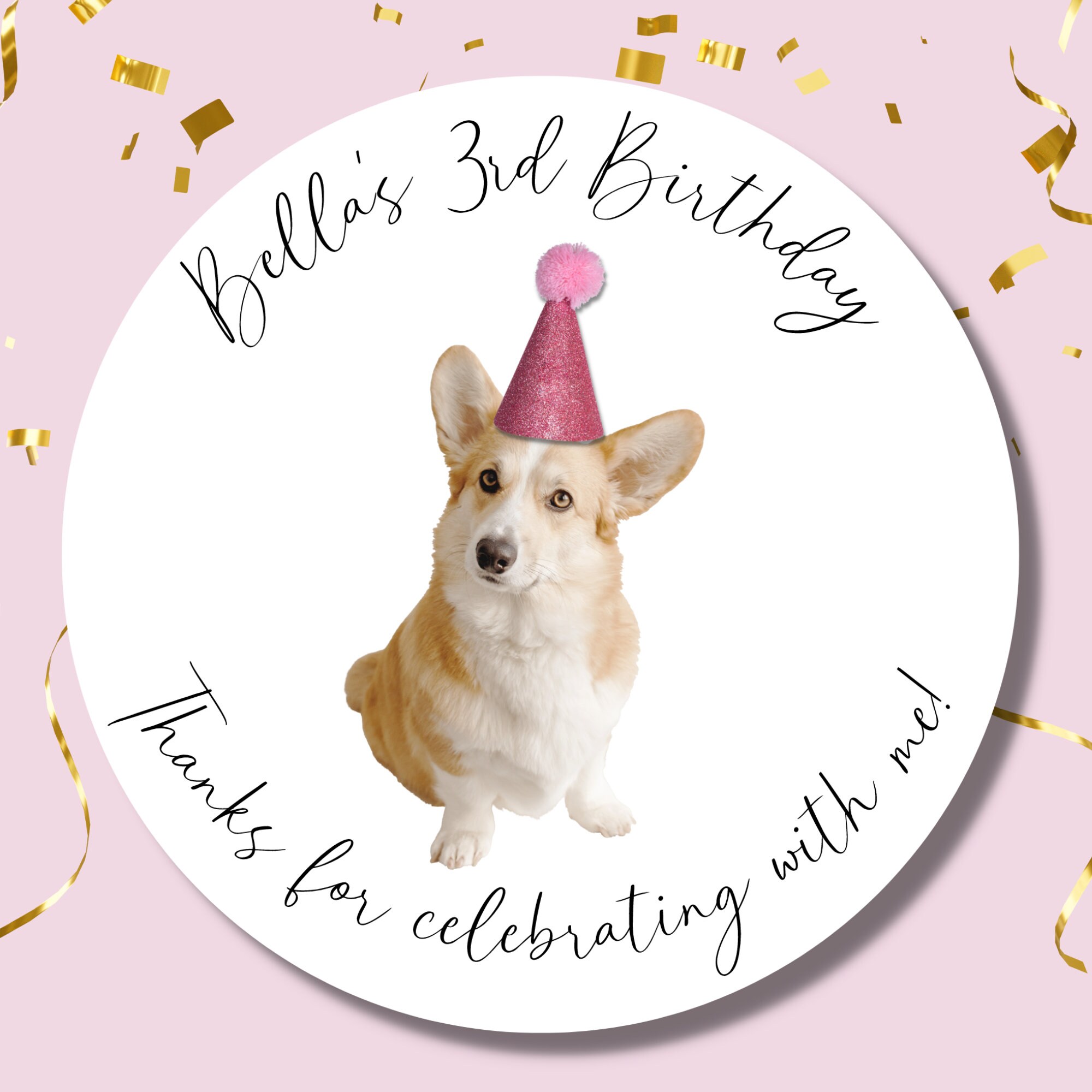 Dog Birthday Stickers Dog Party Favor Customized Dog Sticker - Etsy