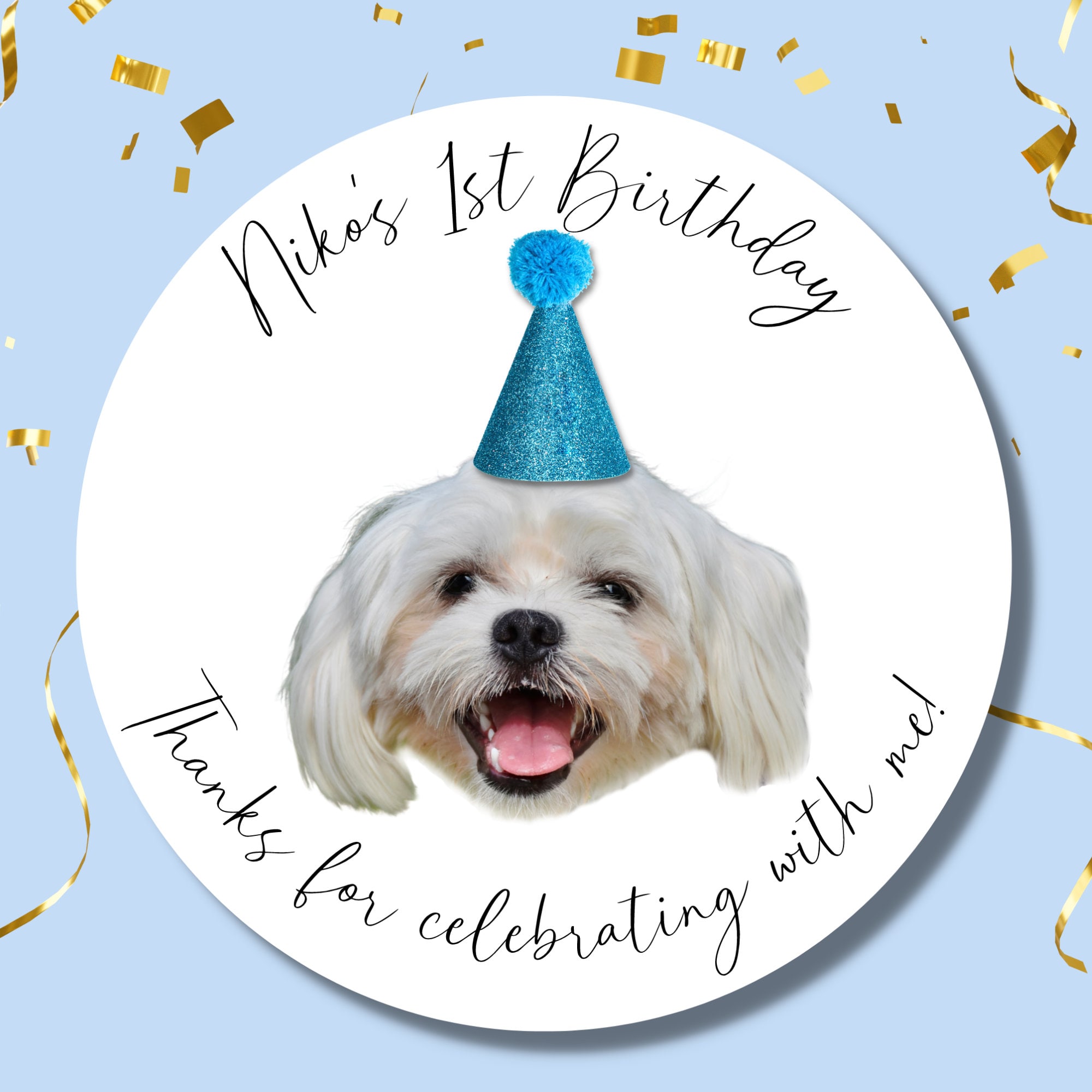 Dog Birthday Stickers Dog Party Favor Customized Dog Sticker - Etsy