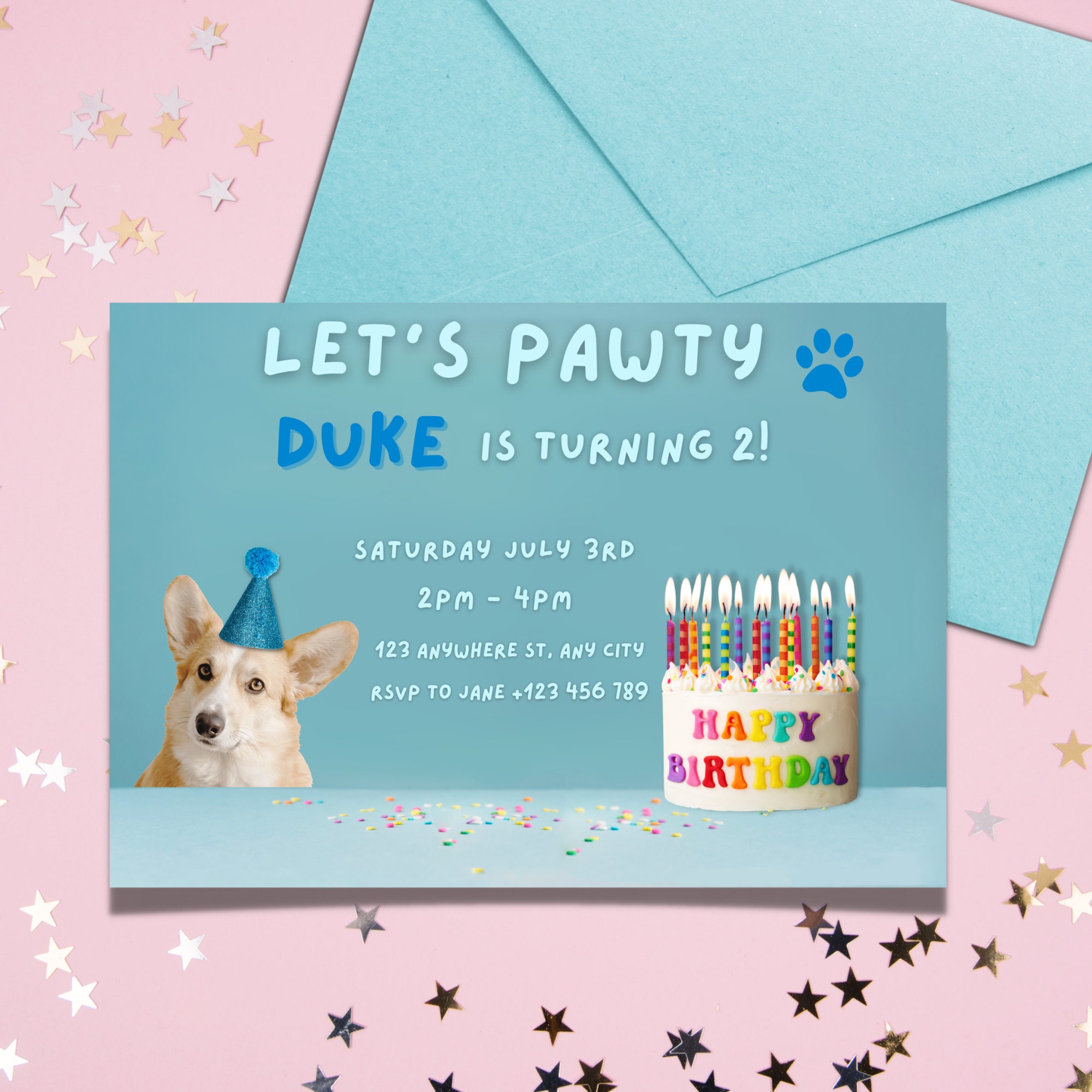 DIGITAL Dog Birthday Party Invitations, Personalized Party Invite, Dog ...