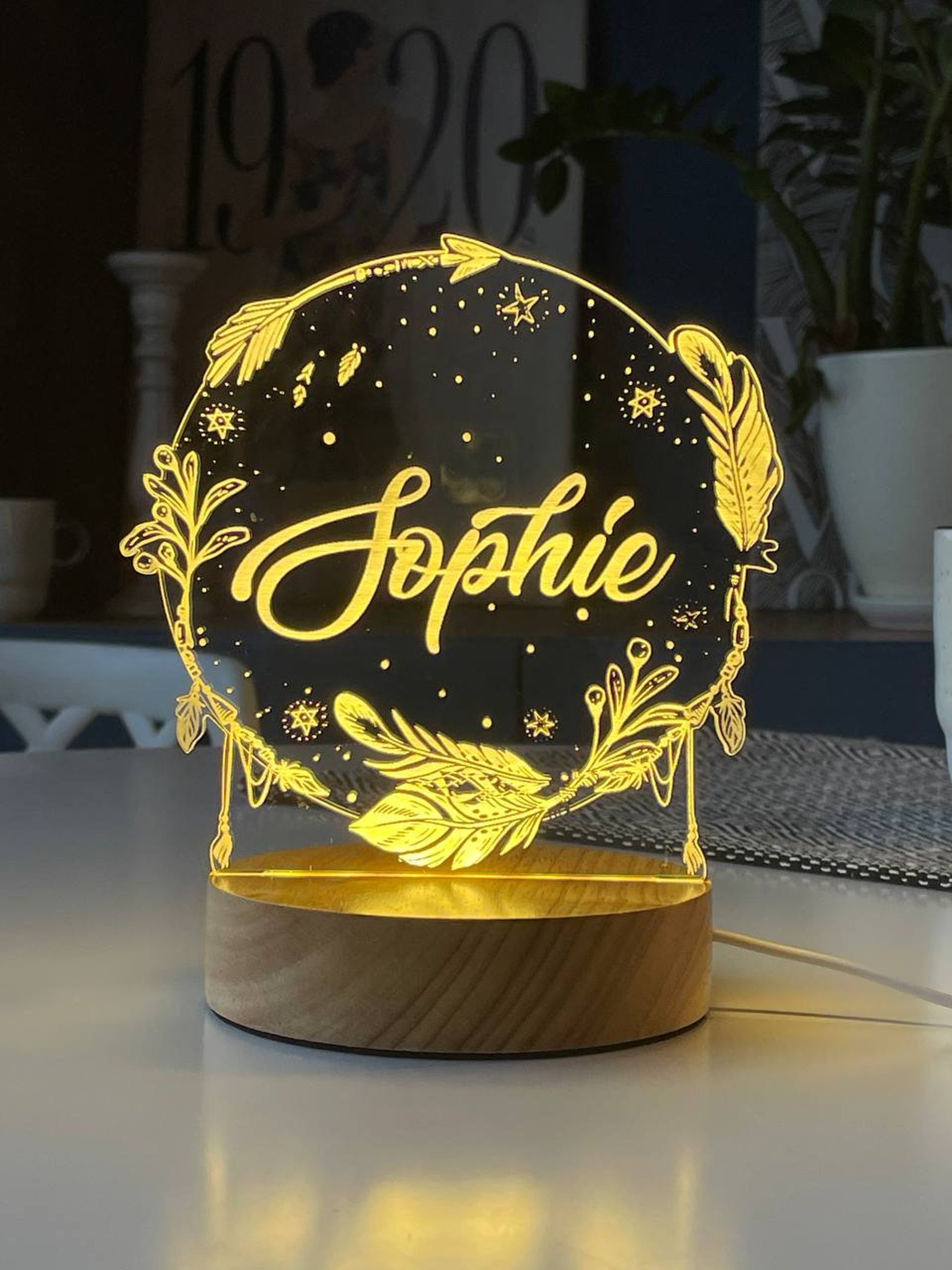 Custom night light Personalized lamp Baby acrylic night light | Etsy