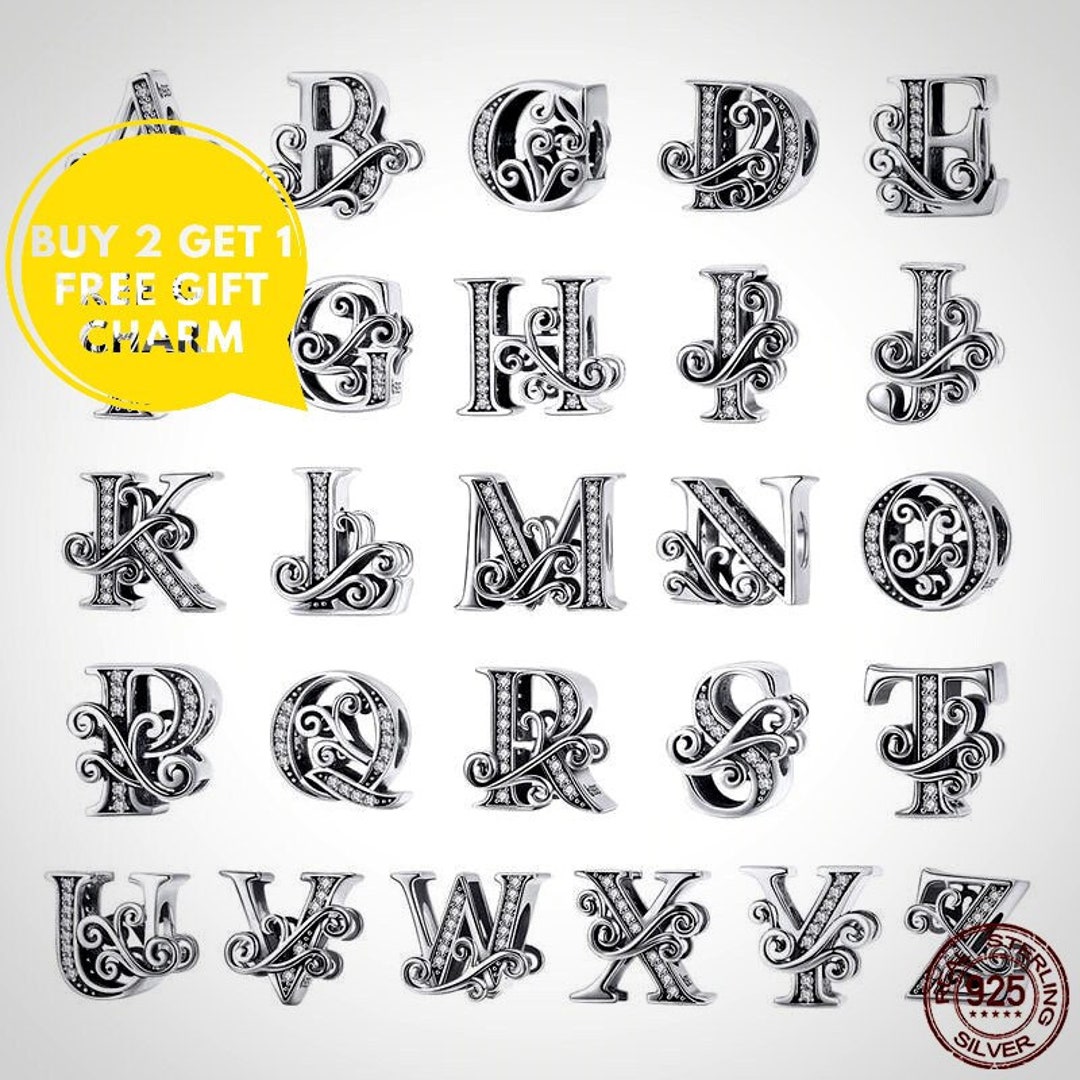 Cute Letter Dangle Charm, Letter Charms, Letter Beads, Alphabet Charms ...