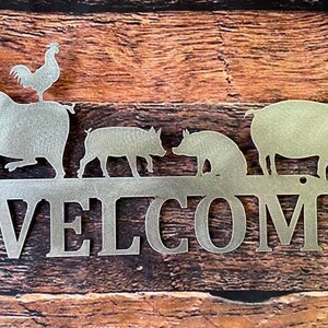 Pig Welcome Sign, Metal Welcome, Happy Pigs Sign, Farm Animal Welcome ...
