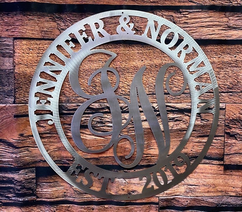 2 Letter Monogram Personalized Name Metal Sign Housewarming - Etsy