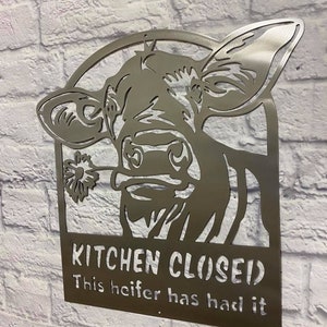 Cow Kitchen Sign, Cow Sign, Kitchen Closed Sign, Metal Cow Sign ...