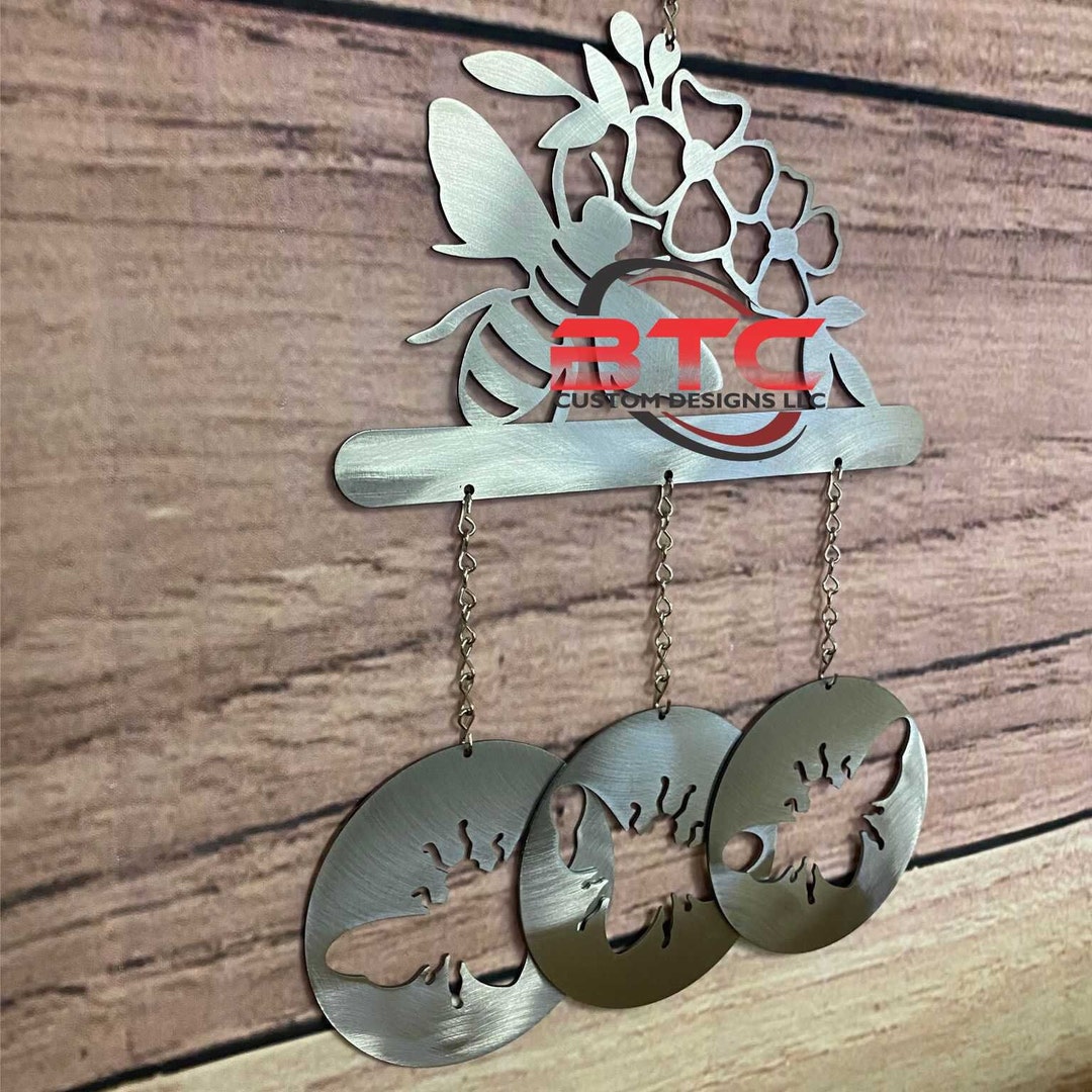 Bee Wind Chime, Honey Bee Wind Chime, Flower Wind Chime, Flower Yard ...