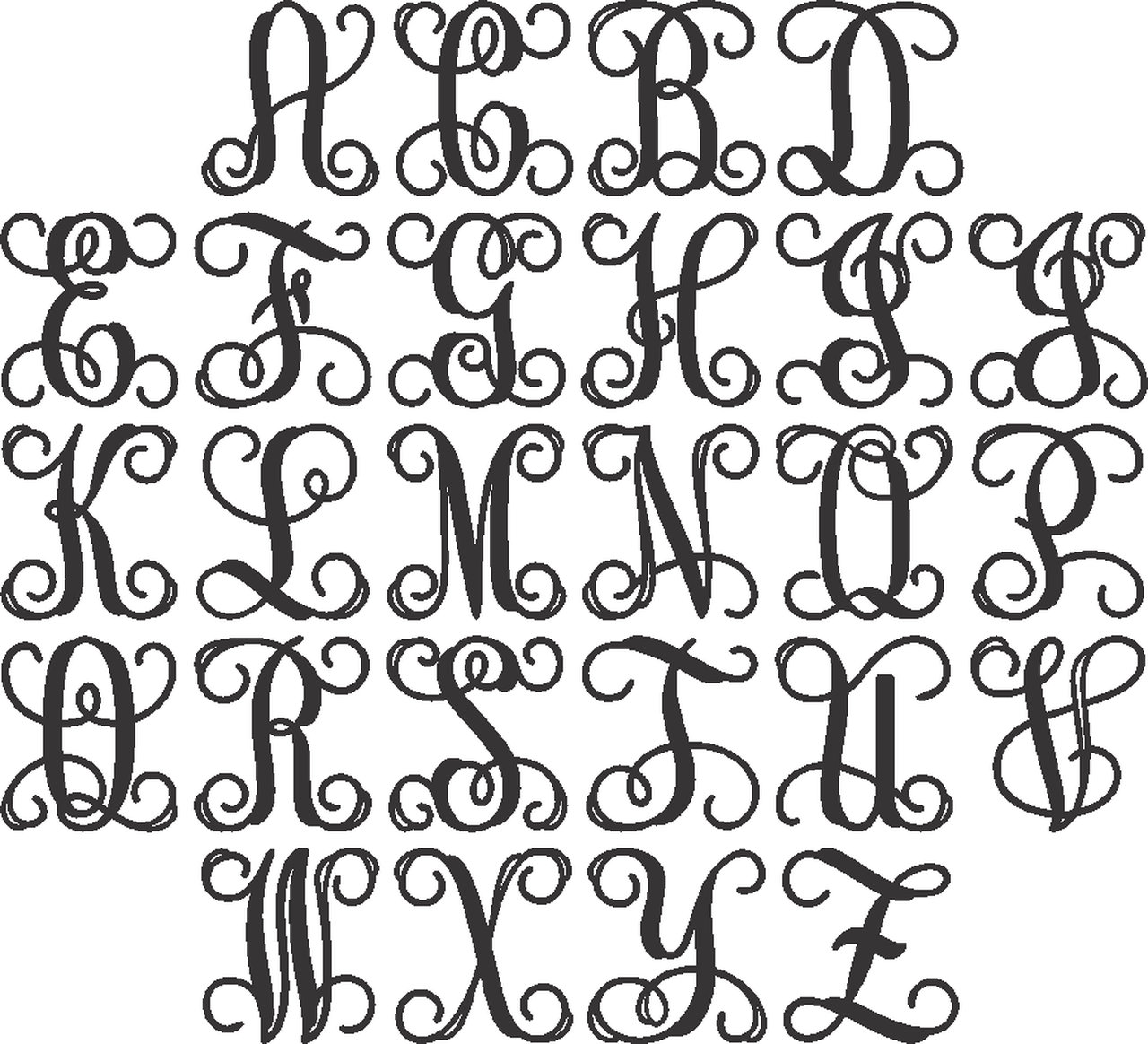 Circle Monogram, Personalized Circle Monogram, Vine Script Monogram ...