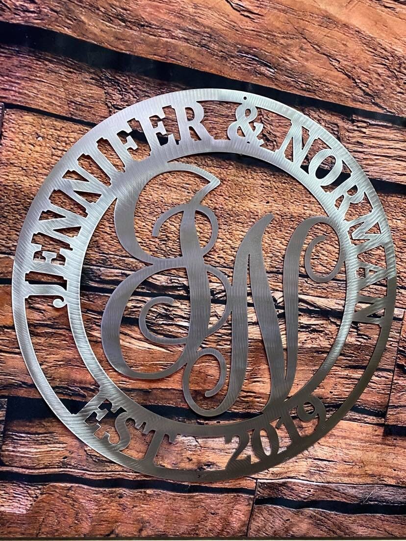 2 Letter Monogram Personalized Name Metal Sign Housewarming - Etsy