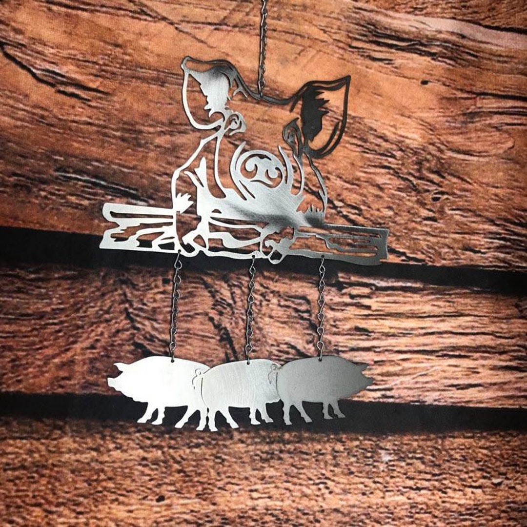 Pig Wind Chime, BBQ Wind Chime, Happy Pig Chime, Personalized Pig Chime ...