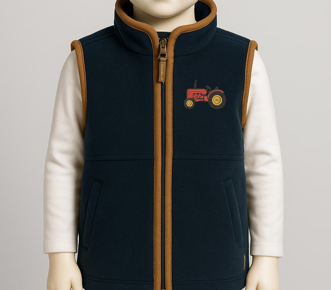 Vintage Tractor Embroidered Gilet – Matching Adult & Kids Bodywarmer ...