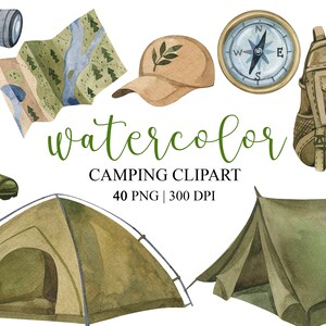 Watercolor Camping Clipart, Travel Clipart, PNG, Adventure, Family ...