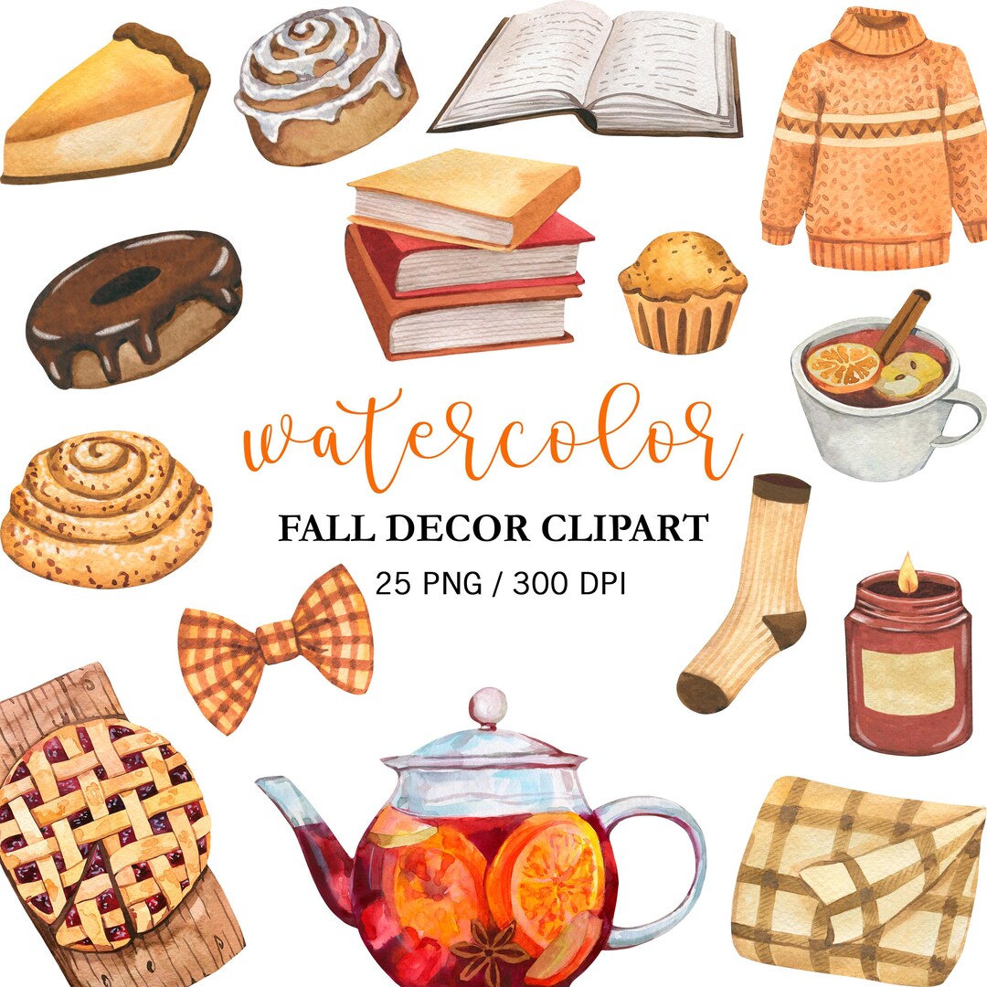 Watercolor Fall Decor, Fall Clipart, Cozy Autumn, Planner Stickers ...
