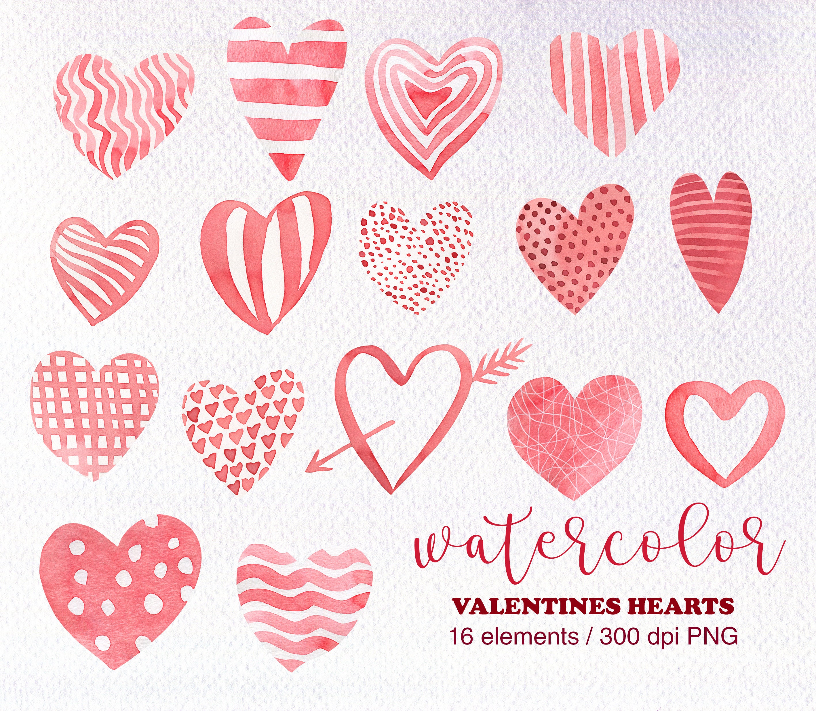 Red Watercolor Hearts Clipart Valentines Day Clip Art Love - Etsy Canada