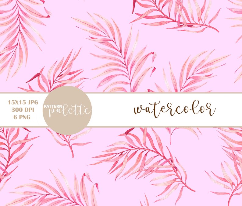 Watercolor Pink Tropics Patterns Seamless Pattern Watercolor - Etsy