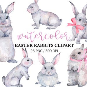 Watercolor Easter Bunny Rabbit Clipart, Easter Bunny Png, Easter ...
