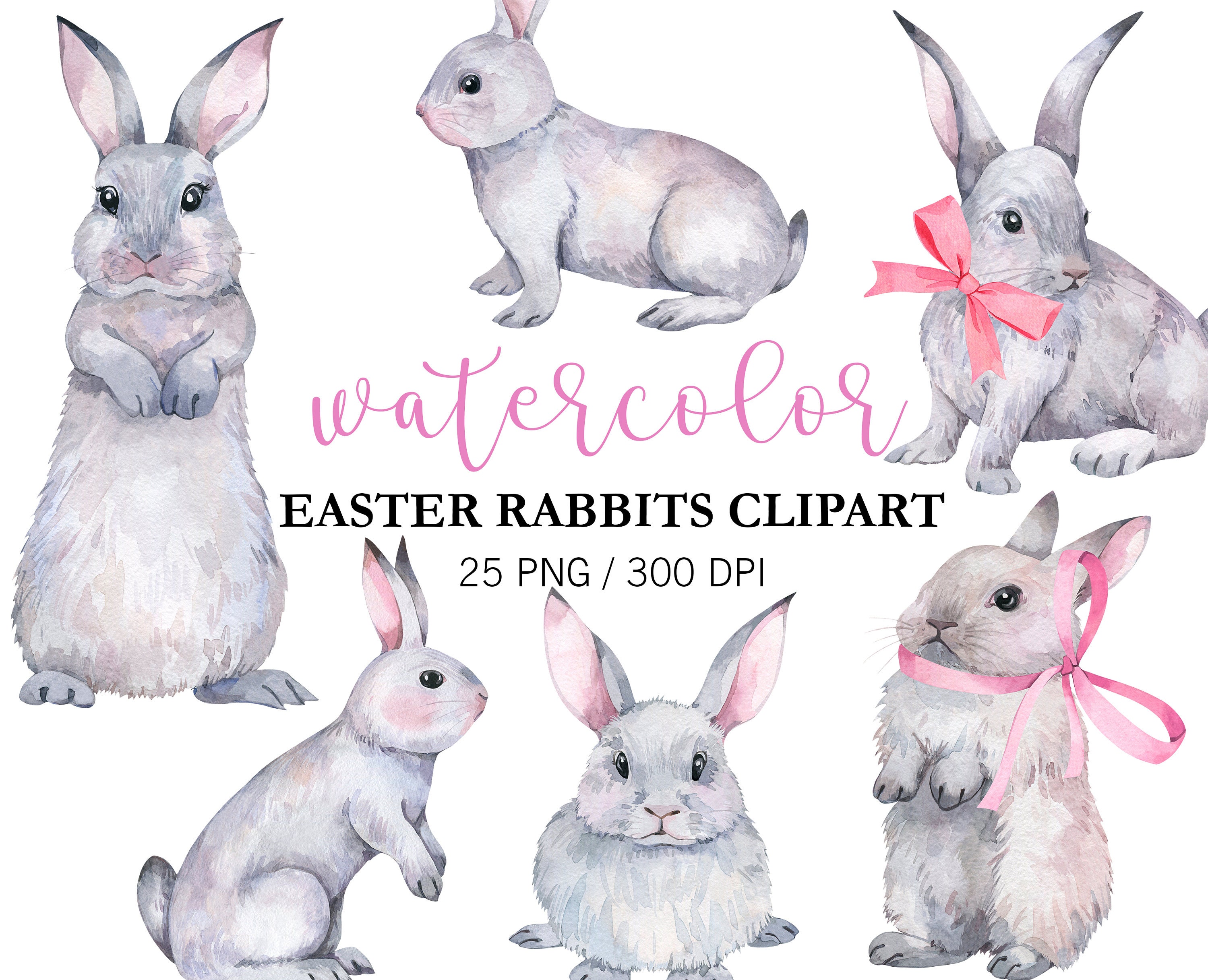 Watercolor Easter Bunny Rabbit Clipart Easter Bunny Png - Etsy